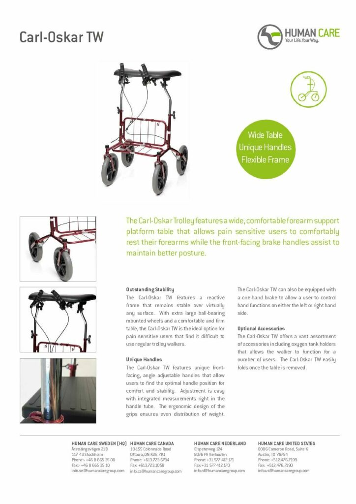 Carl-Oskar Trolley Walker - Human Care Canada